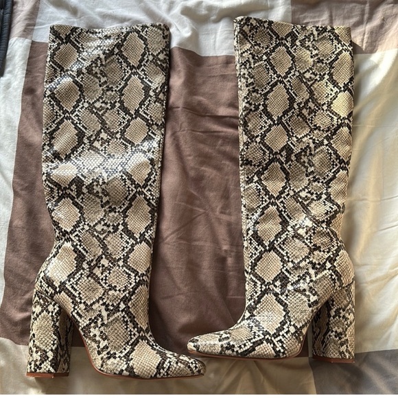Zara | Shoes | Zara Knee High Heeled Snake Boots | Poshmark